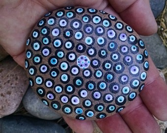 Scallop seashell dot painted rock by FoothillDesigns on Etsy
