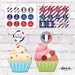 French Theme Cupcake Toppers and Cake Bunting. French Theme