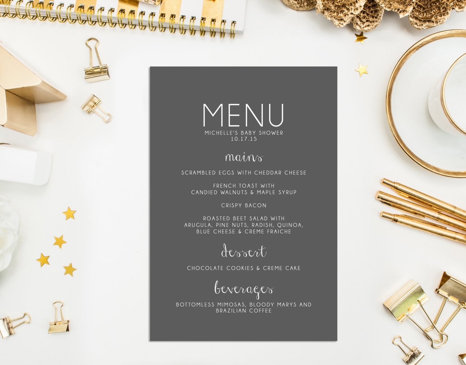 Personalized Menu Cards Wedding Menu Card Printable Rustic