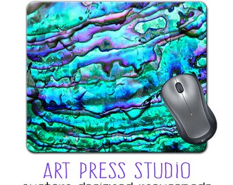 Turquoise Marble Mouse Pad Blue Stone Stone by ArtPressStudio