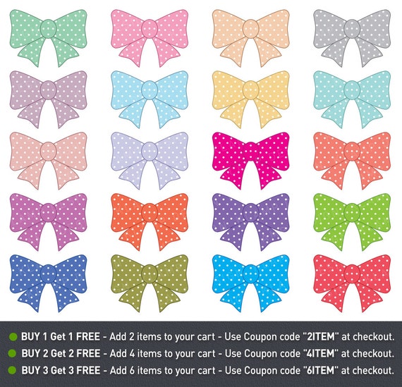 Digital Bow Clipart Clip Art Bow Ribbon Clipart Bow by KlampDesign