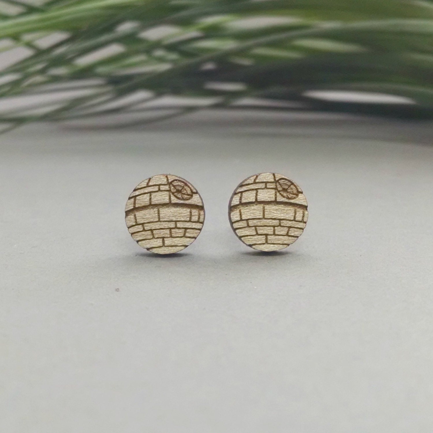 Star Wars First Death Star Earrings Laser Engraved on Alder