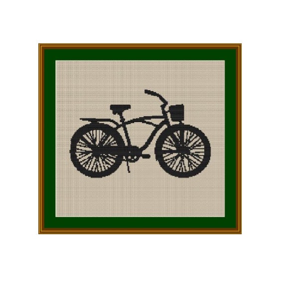 Instant Download Bicycle Counted Cross Stitch Pattern. Retro