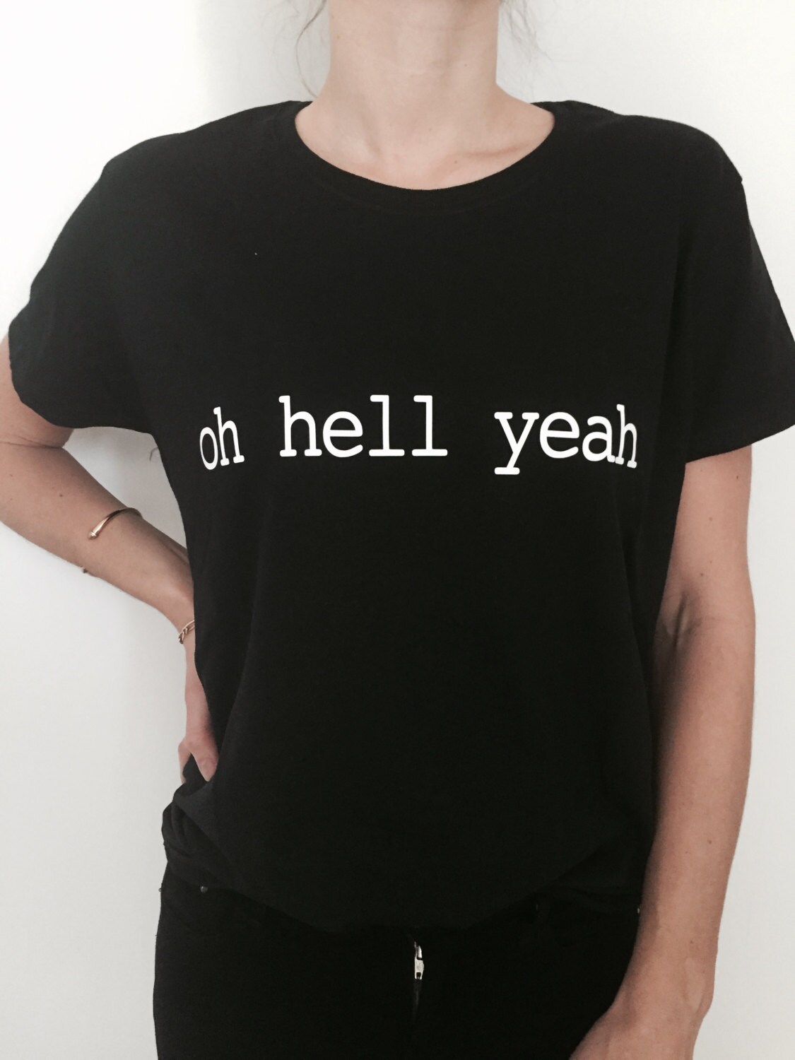 Oh hell yeah Tshirt black Fashion funny slogan womens by Nallashop