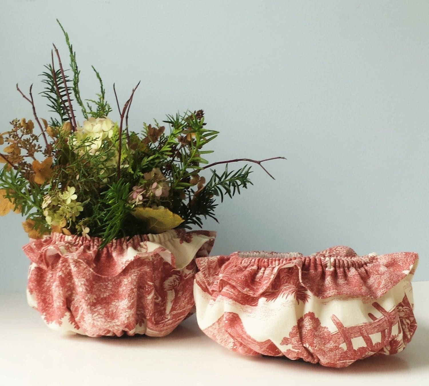 Decoative Pot Holders Plant Pot Sleeves Pot Covers Red Toile