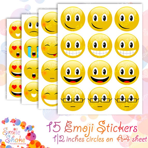 15 Funny Emoji Sticker Sheet Printables Smiley Faces by SmileShake