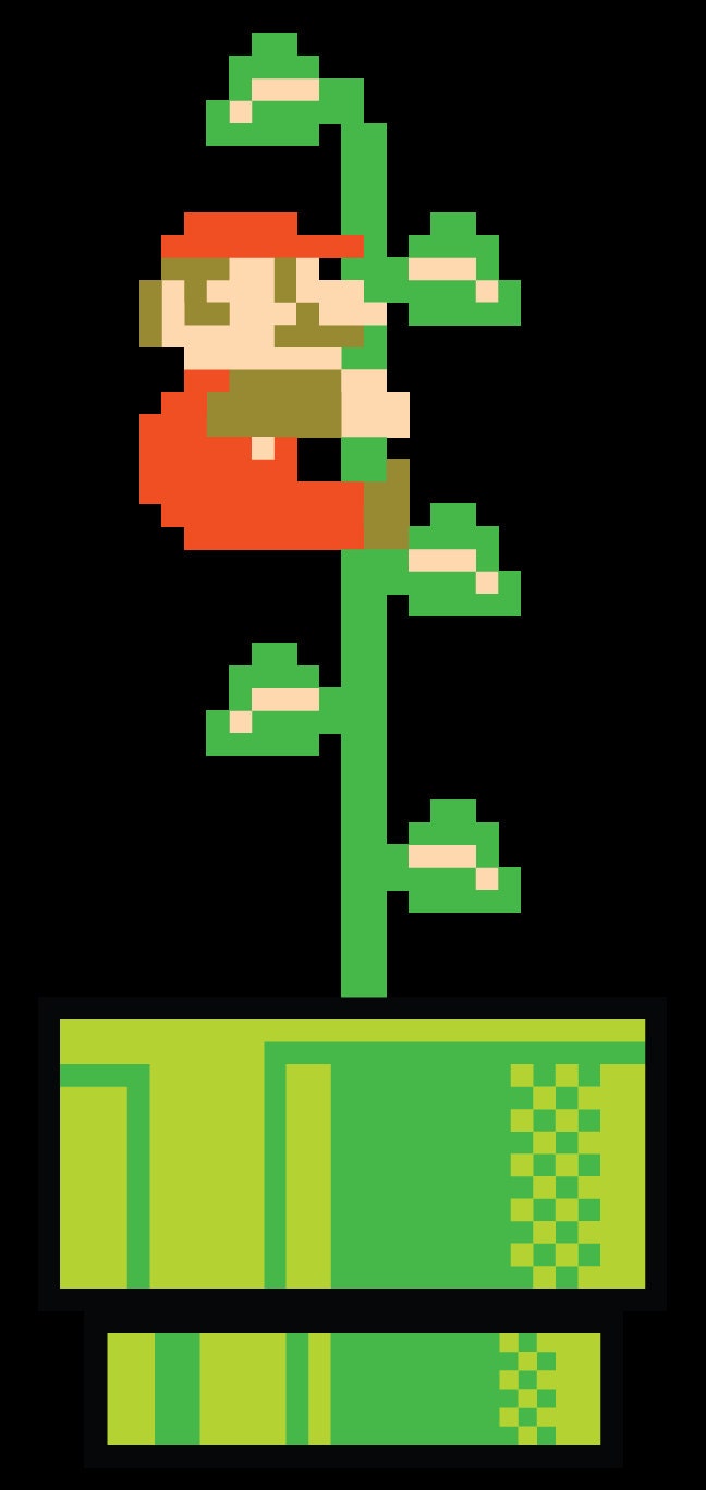 Pixelated Mario climbing a vine by DesignByMCMStudio on Etsy