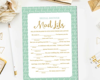 Bridal shower mad libs | Etsy