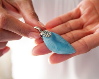 Large Larimar Pendant Translucent Larimar Stone by TheLarimarShop