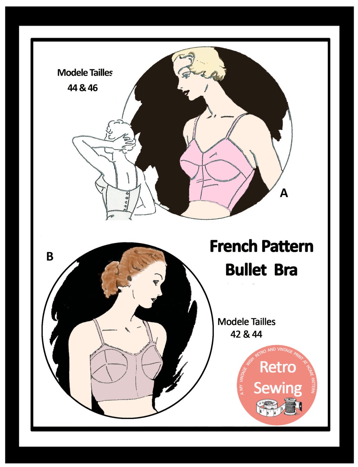 1950s Bullet Bra Sewing Pattern PDF Sewing Pattern PDF