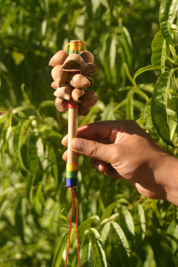 Aztec dance Rattle ayacachtli maraca ayoyote exotic by Janikua