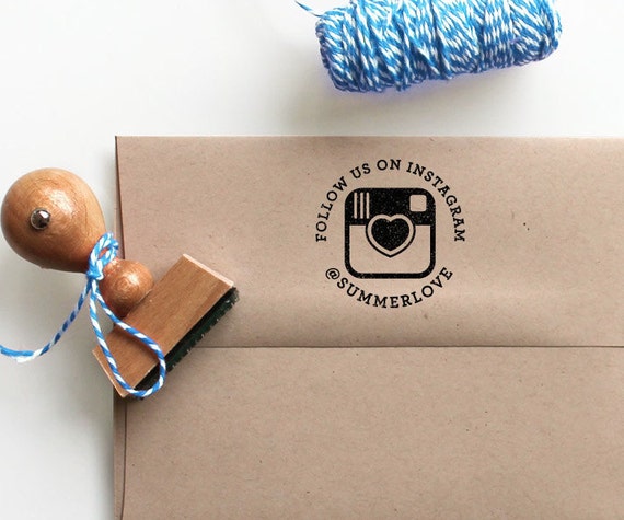 Custom Social Media Rubber Stamp with a heart and the