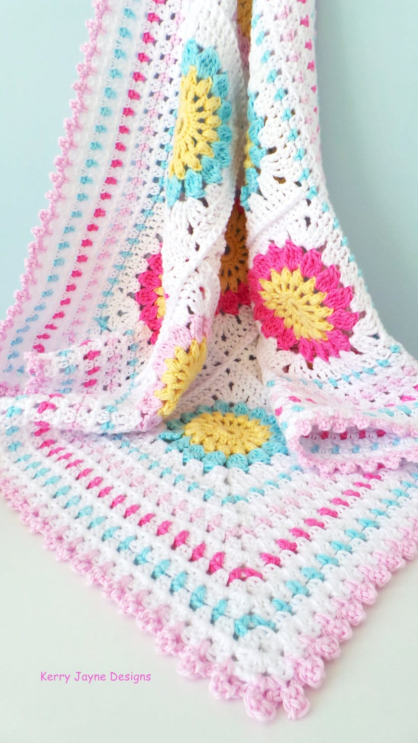Granny square baby blanket pattern Cotton yarn blanket