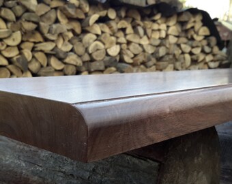 Half round walnut shelf floating wood shelf