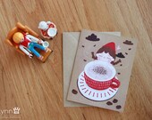 Items similar to coffee illustration cards / coffee card set/ adorable ...