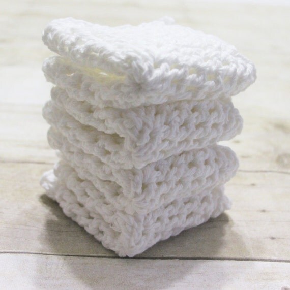 Washcloth Dishcloth White Cotton Cotton by CraftCreationsbyRose