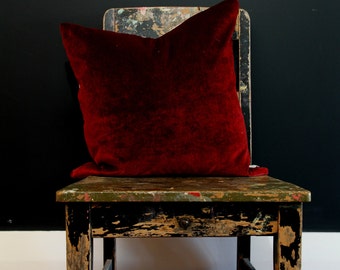 Red velvet cushion | Etsy