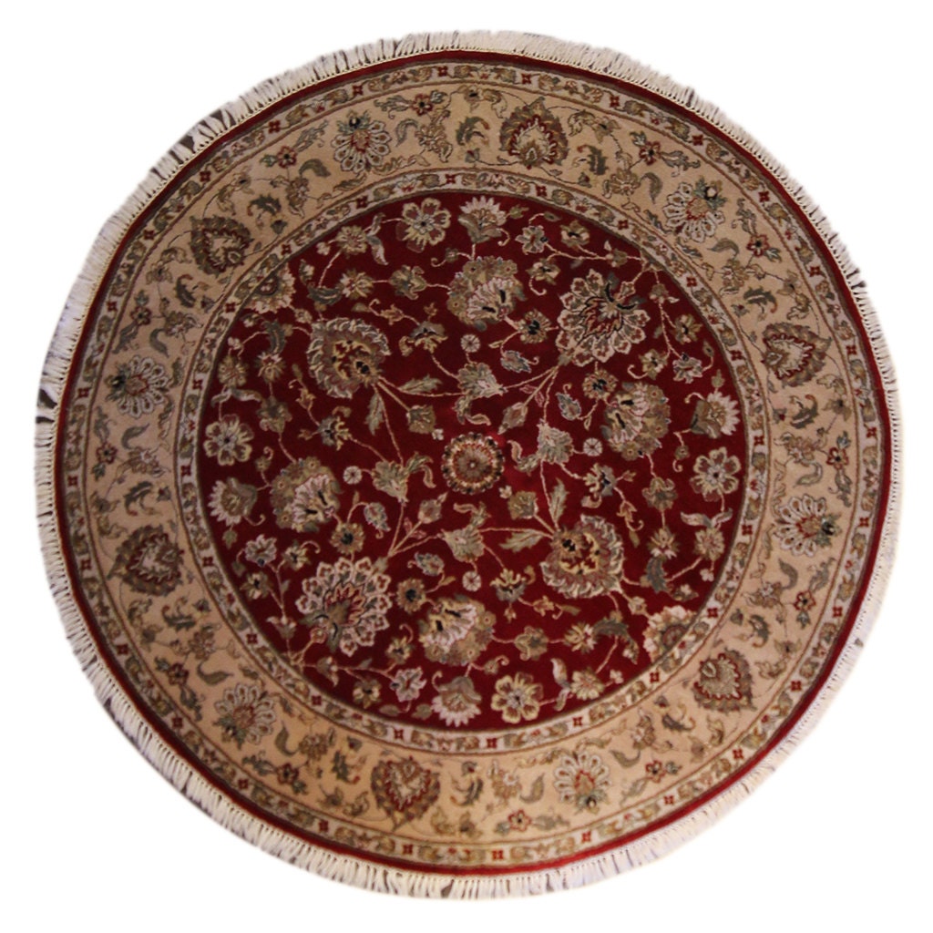 6x6 Agra Round Rug Handmade Rug Wool Rug Area By MainStreetRugs