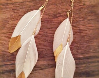 Gold dipped feathers | Etsy
