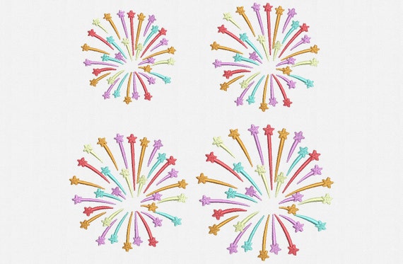 Fireworks Machine Embroidery Design 4 Sizes