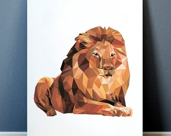 Geometric lion | Etsy
