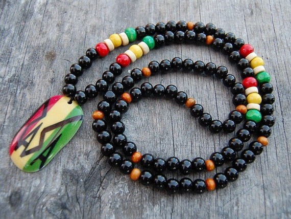 Rasta NecklaceReggae Necklace 8mm Wood Beads Necklace