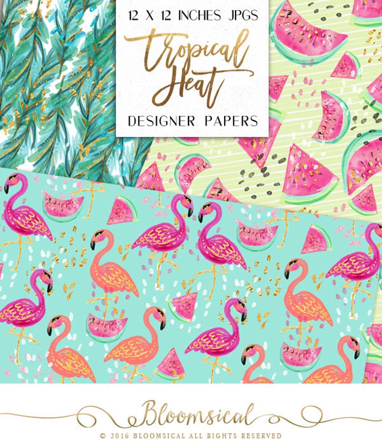 Tropical Digital Papers Summer Beach Girl by Bloomsical on Etsy