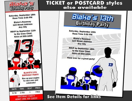 Go Kart Driver VIP Pass Invitation Printable by PrintVillaInvites
