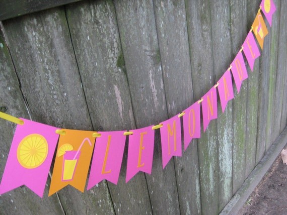 Lemonade Stand Banner Pink Lemonade by SpareRoomStationery