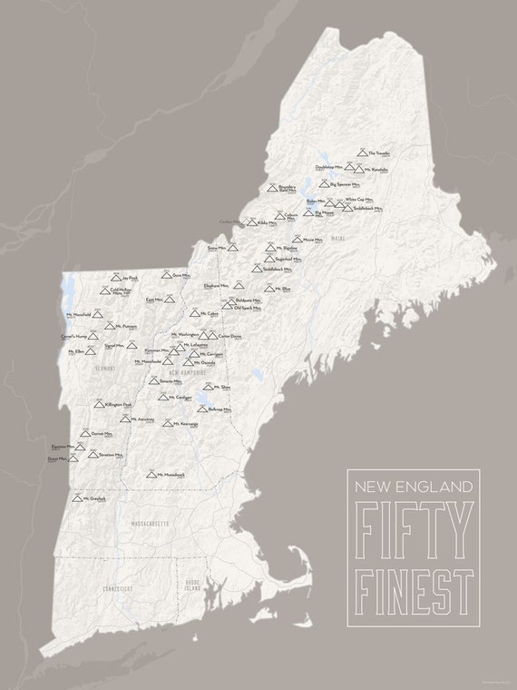 New England Fifty Finest Map 18x24 Poster