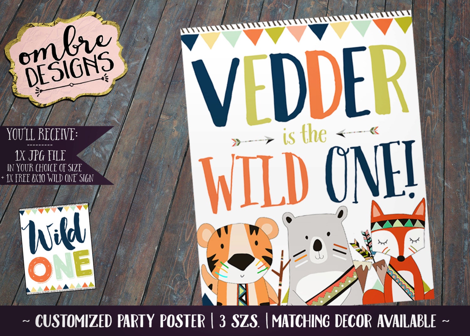 Wild One Customized Sign Wild One Print Birthday Poster