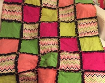 Items similar to Rag Quilt Pattern, Rag Quilt, Chevron, Chevron Rag ...