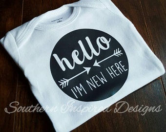 Items similar to Hello I'm New Here Bodysuits- Boy and Girl on Etsy