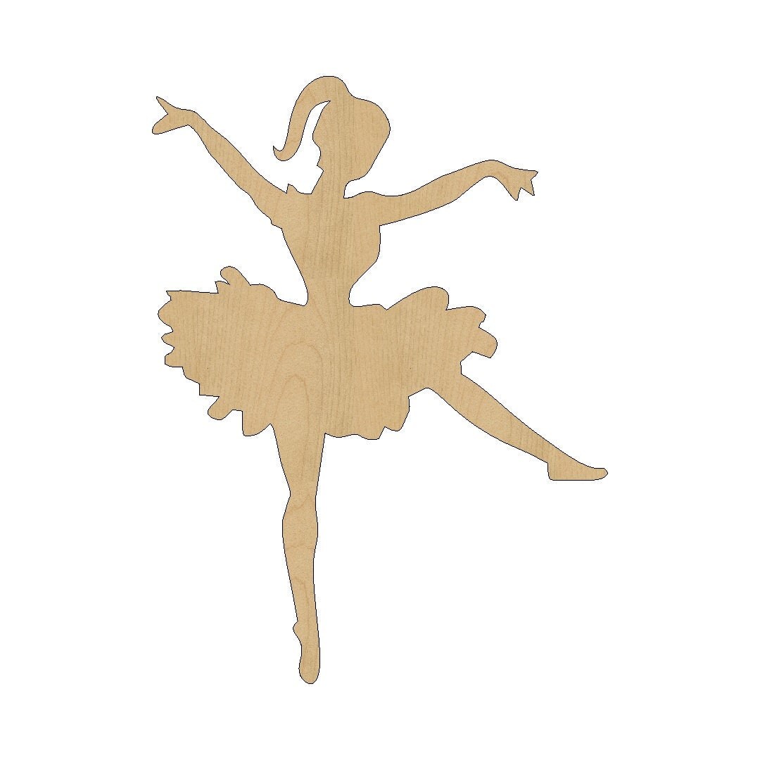 Ballerina Ballet Dancer Cutout Shape Laser Cut Unfinished Wood