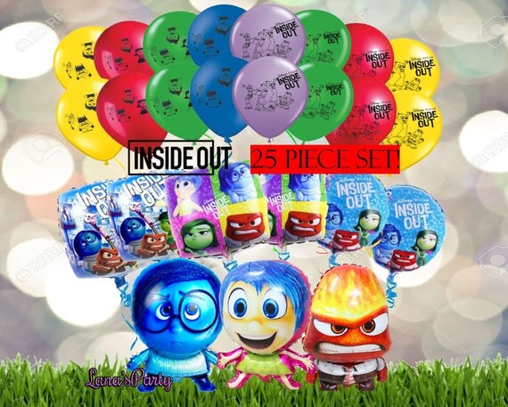 25 Piece Set Inside Out Birthday Balloons Party Disney Joy