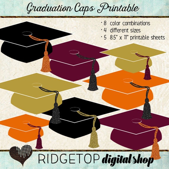 GRADUATION CAPS party decor burgundy maroon by RidgetopDigitalShop