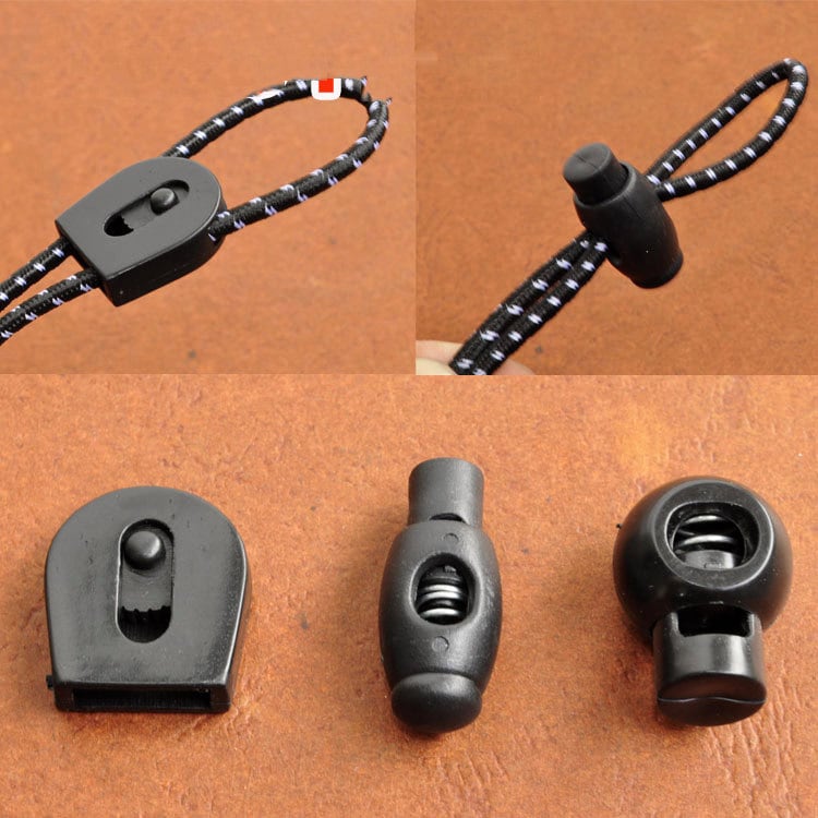 9PCS Black Stopper Spring Buckle Cord Lock Belt Buckle