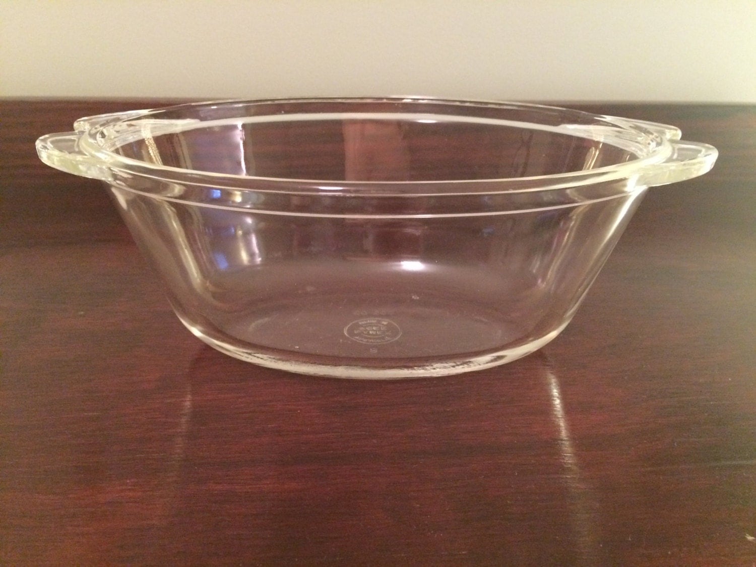 1940s Clear Agee Pyrex Scalloped Handle Casserole Dish with Mismatched ...
