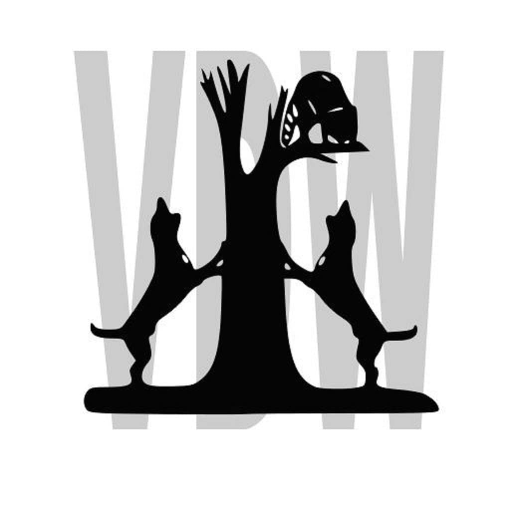 coon dogs hunting Cutting Files Silhouette SVG DXF and EPS