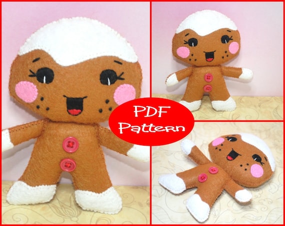 Items similar to PDF Pattern - Gingerbread Man, Felt Doll Pattern ...