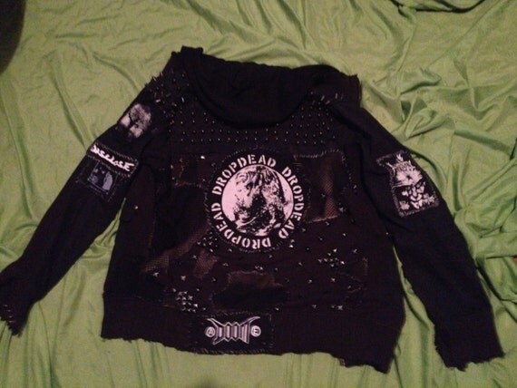 Crust punk hoodie jacket by PunkASfuuk on Etsy