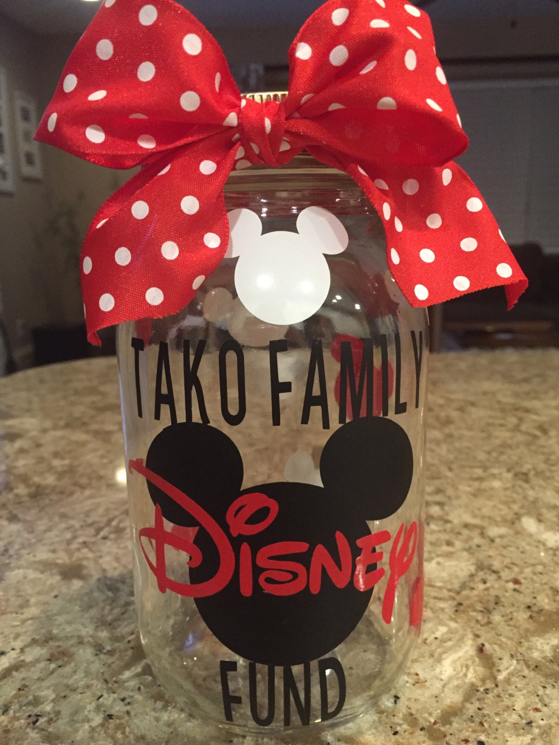 Disney Saving Jar/ Disney Savings/ Disney Fund by HoneyWestDesigns