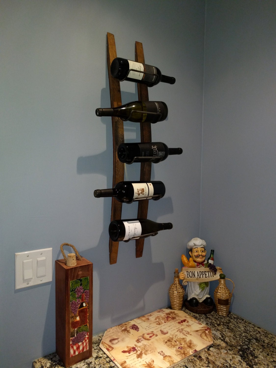 Wine barrel stave wine rack