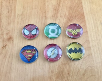 Items similar to Custom Comic Magnet Set, Superhero Magnets, Glass ...