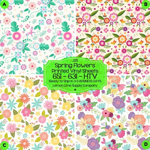Spring Flowers Vinyl/Printed Heat Transfer by LemonLimeSupplyCo