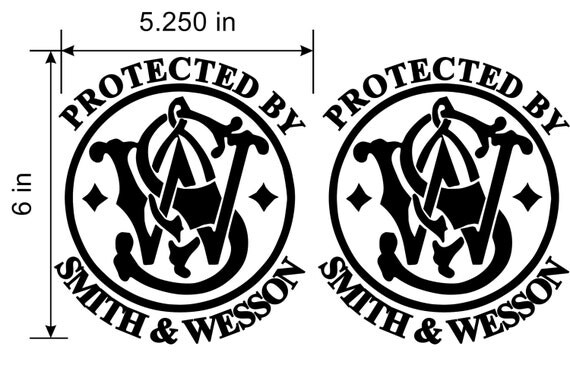 Smith and Wesson logo vinyl gun decal PAIR FREE COLOR