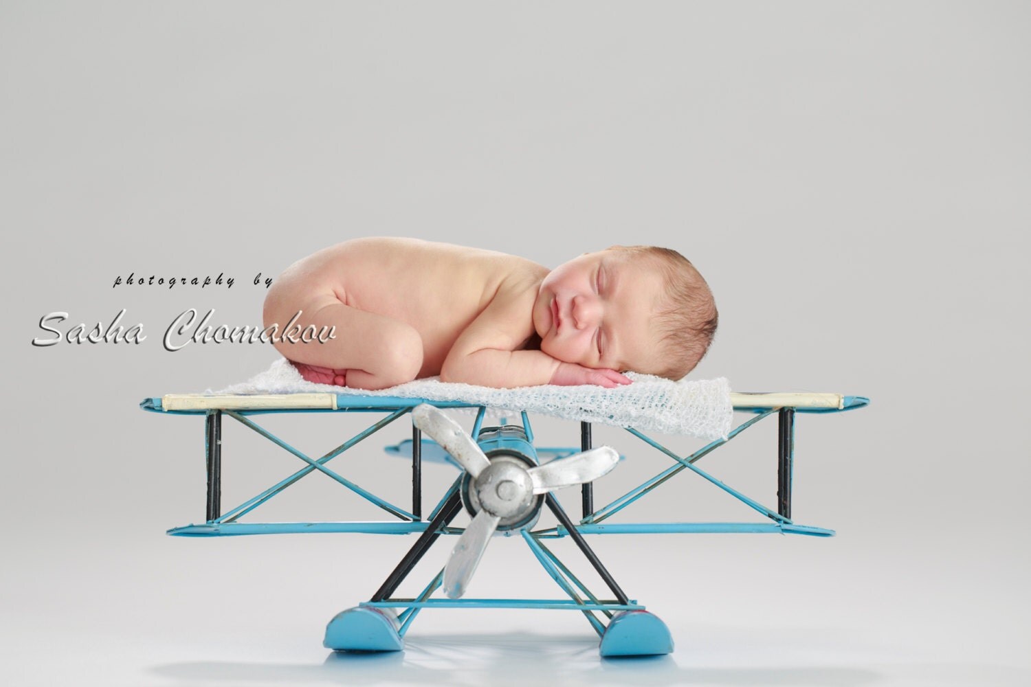Digital backdrop background blue airplane newborn baby boy or