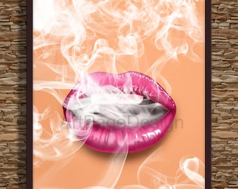 Lips with cigarette | Etsy