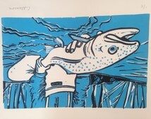 Unique reduction linocut related items | Etsy