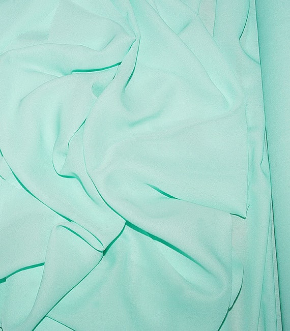 Double Georgette Fabric Mint semi sheer sold by the yard